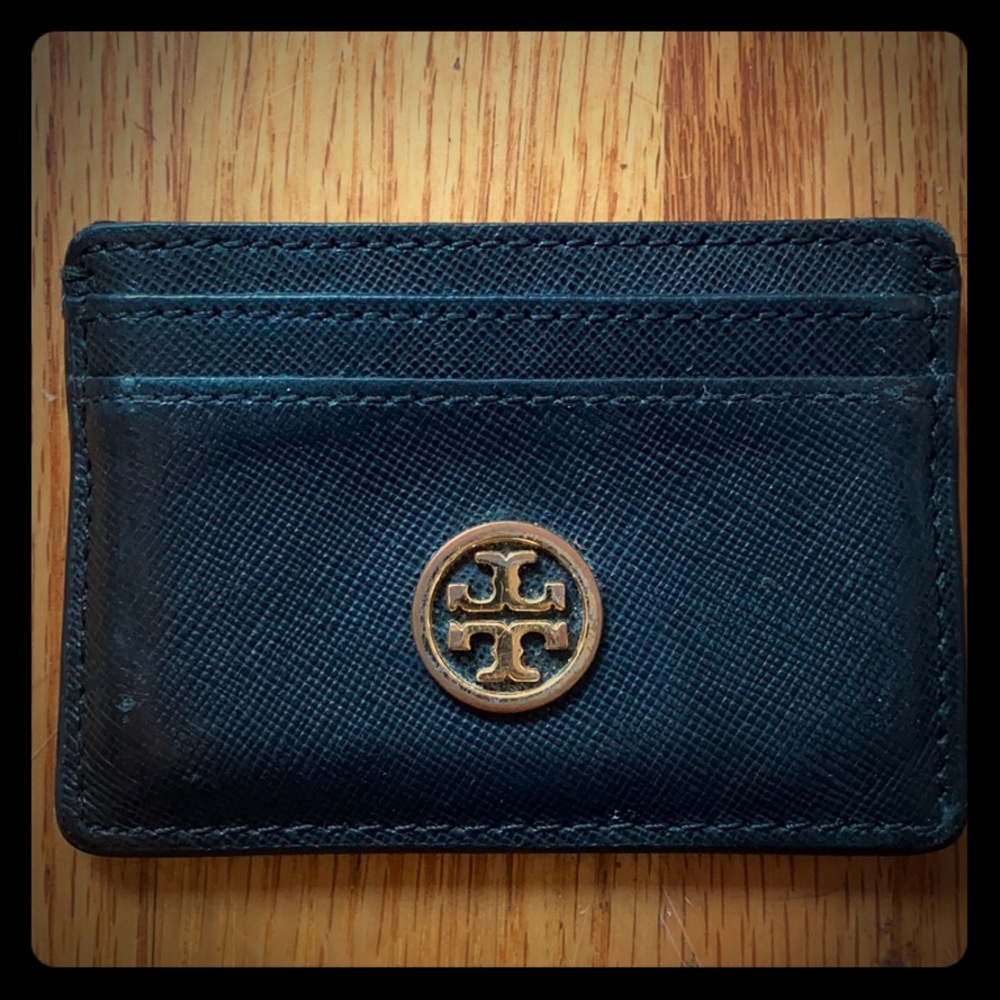 Tory Burch ‘Robinson’ Card Case / Black Leather - Gem